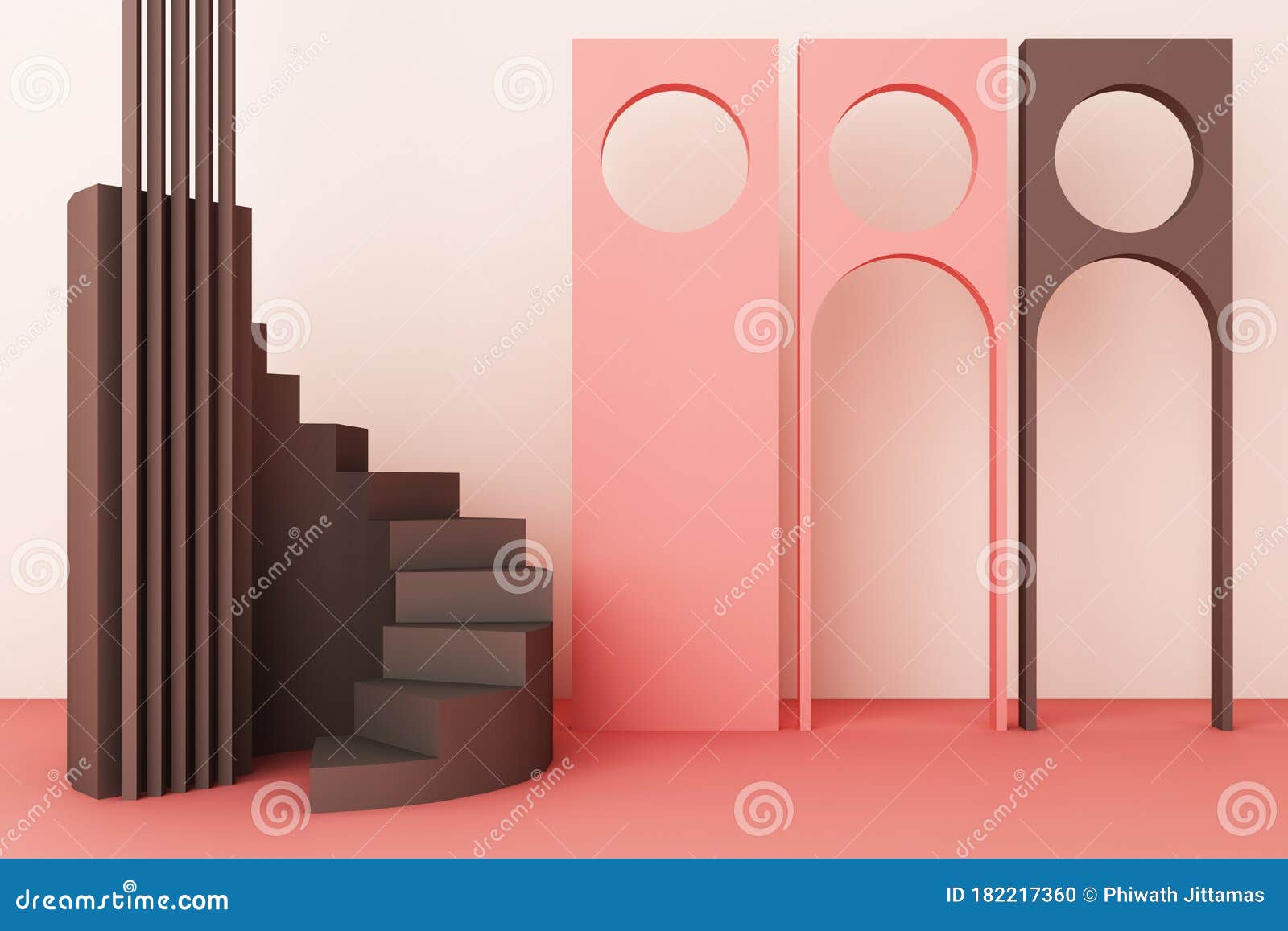 Geometric Shape Composition with Stair and Arch Stock Illustration ...