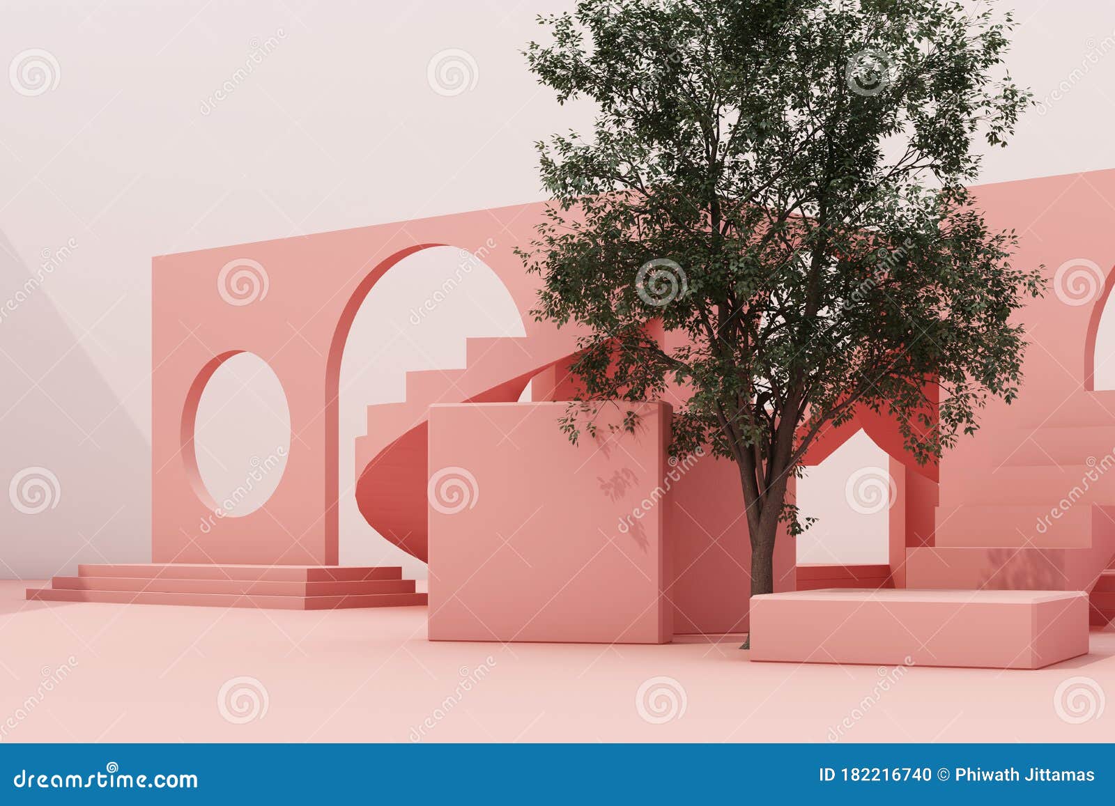 Geometric Shape Composition with Stair and Arch Stock Illustration ...