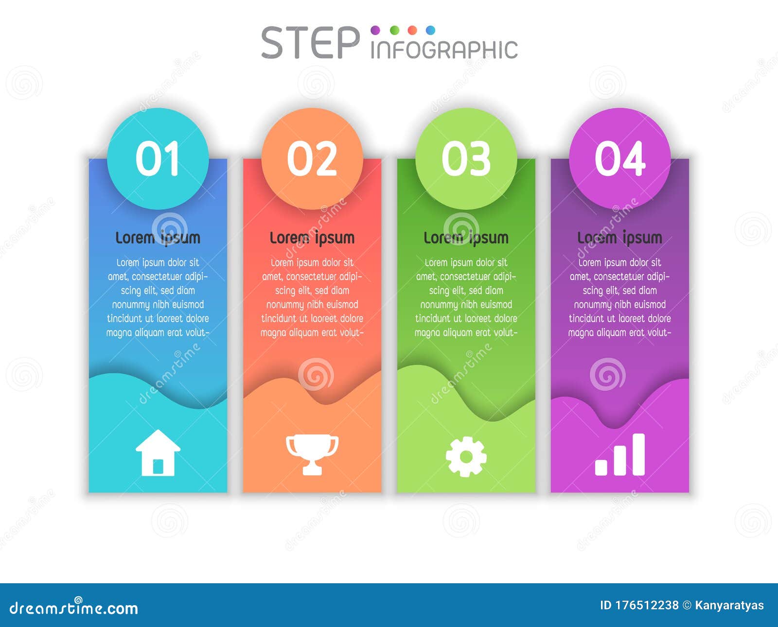 Geometric Shape Elements with Steps,options,milestone,processes or ...