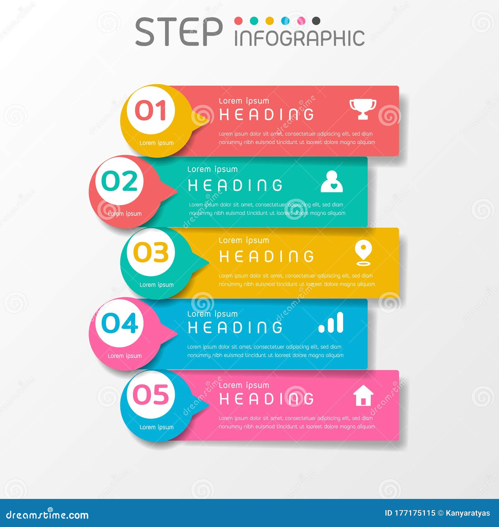 Geometric Shape Elements with Steps,options,milestone,processes or ...