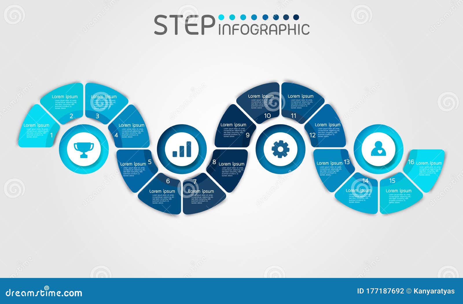 Geometric Shape Elements with Steps,options,milestone,processes or ...