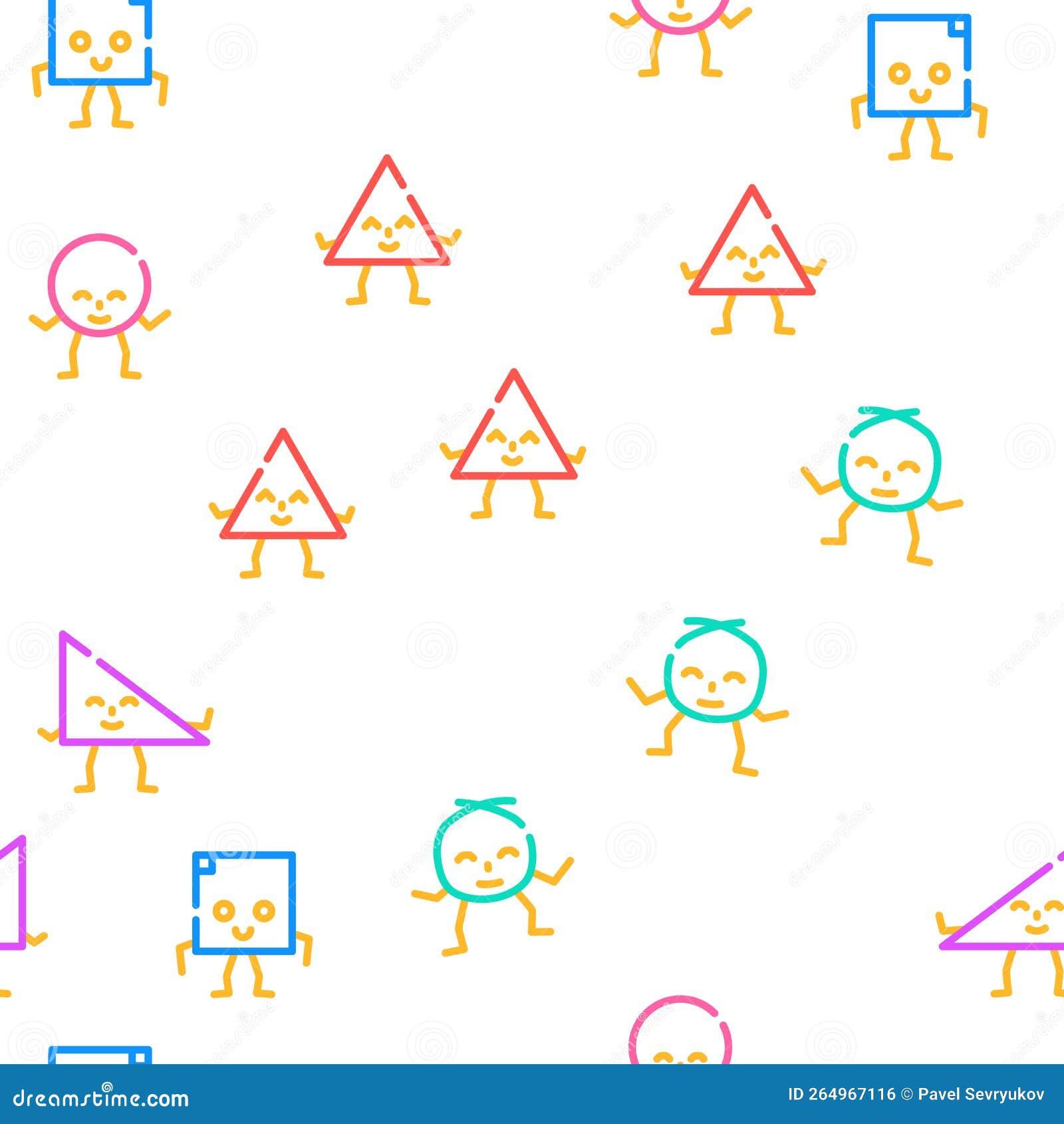Geometric Shape Funny Vector Seamless Pattern Stock Illustration ...