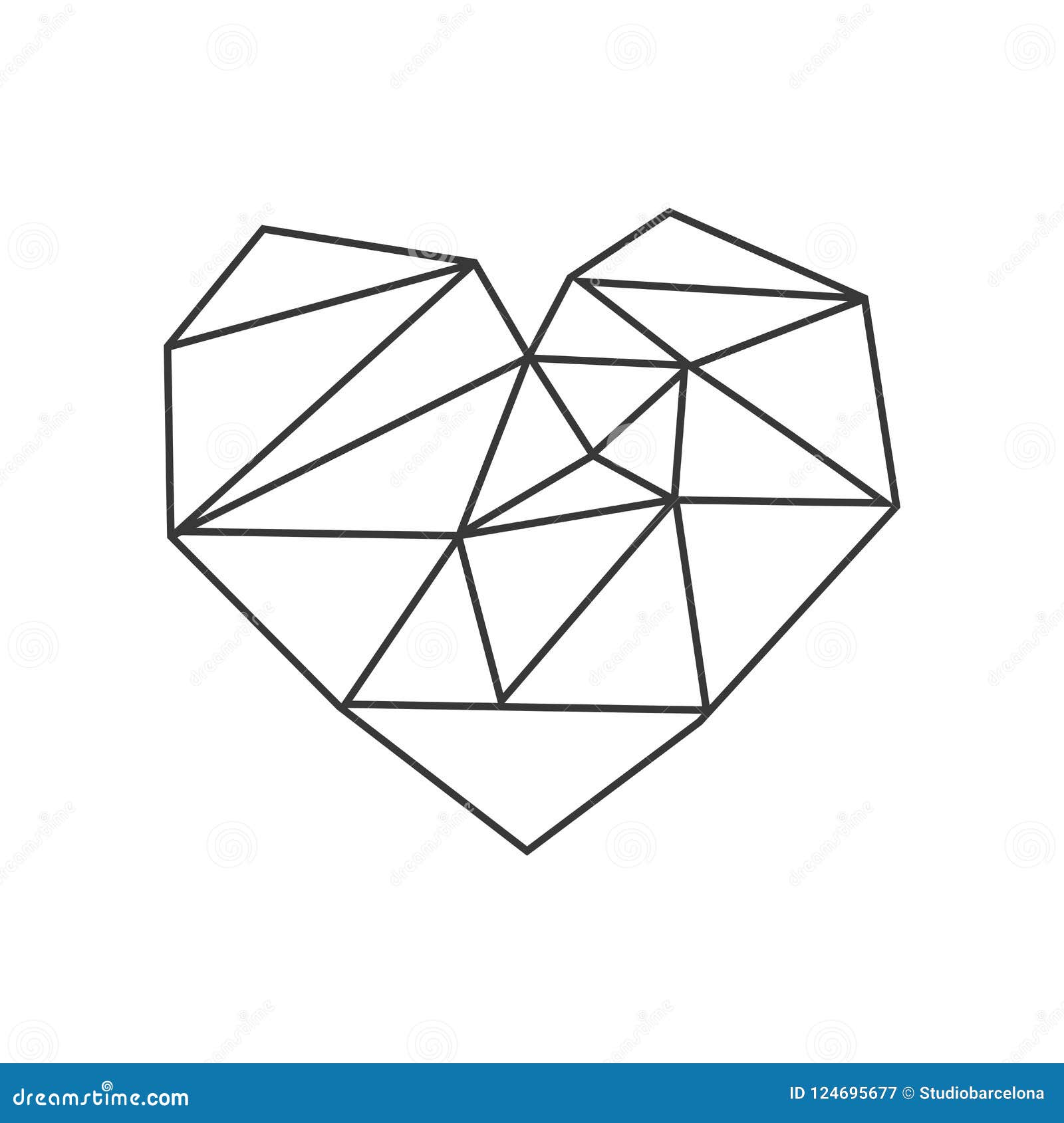 Geometric Shape of Heart Icon Stock Vector - Illustration of emblem ...