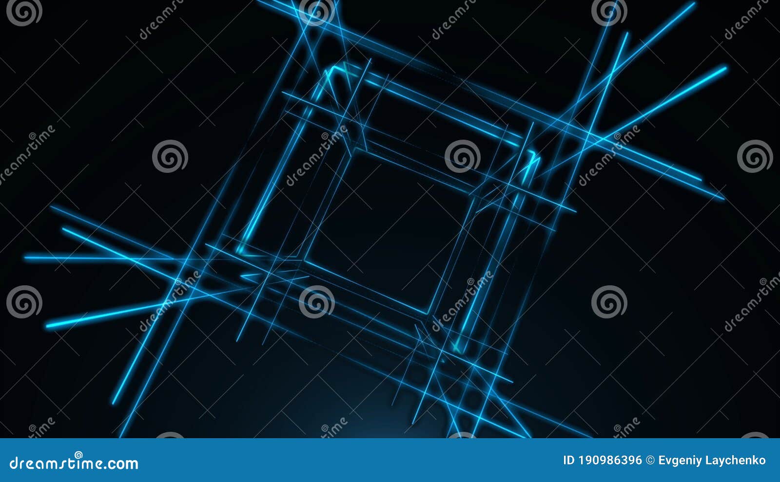 Geometric Shape of Neon Lines in the Form of a Cube Stock Illustration ...