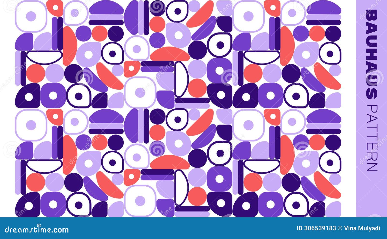 Geometric Shape Purple Colors Pattern Background Design. Bauhaus Style ...