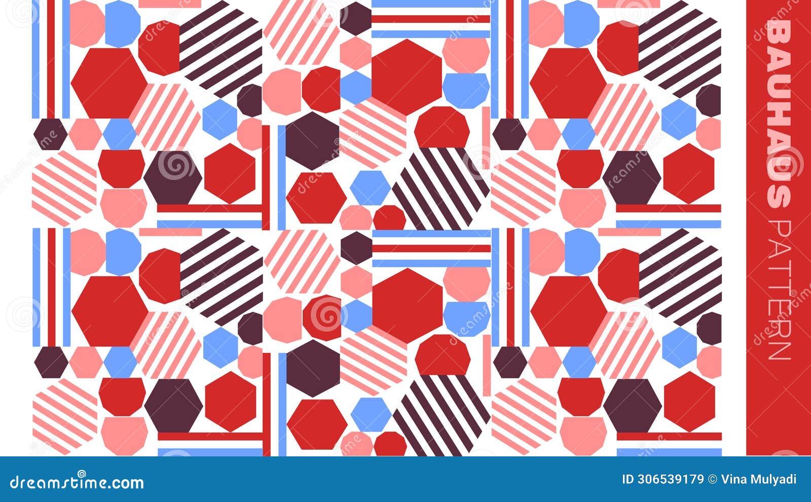 Geometric Shape Red Colors Pattern Background Design. Bauhaus Style. Stock Vector - Illustration ...