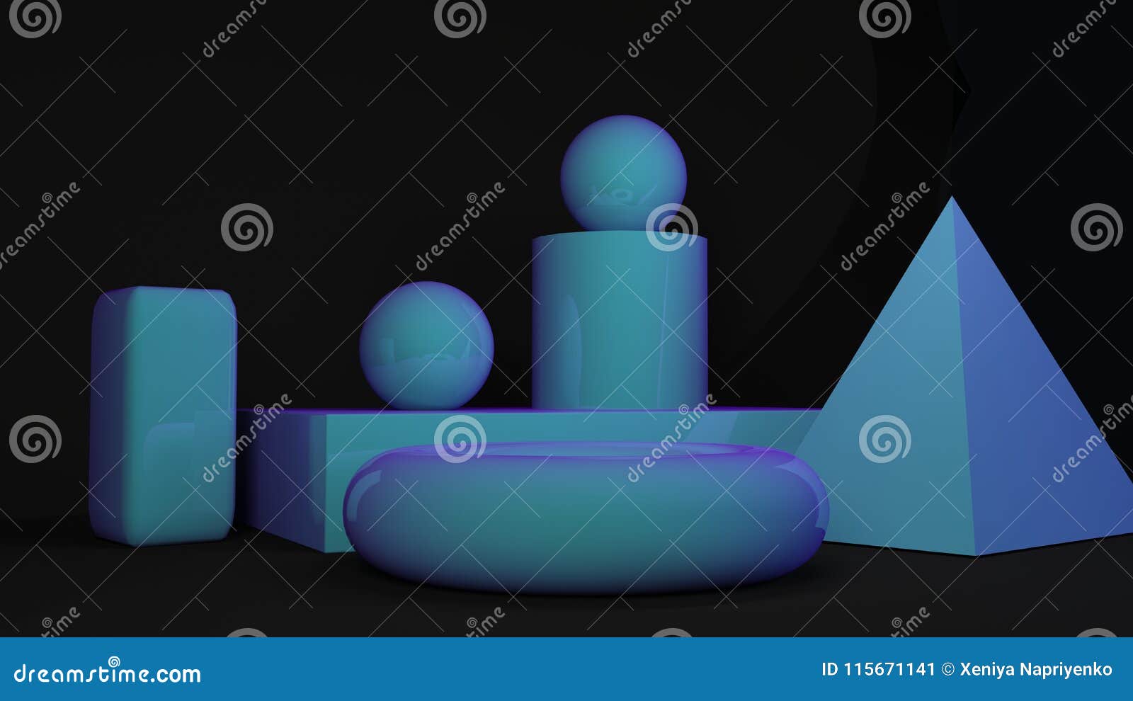 Geometric Shape Scene Minimal 3d Rendering Stock Illustration ...