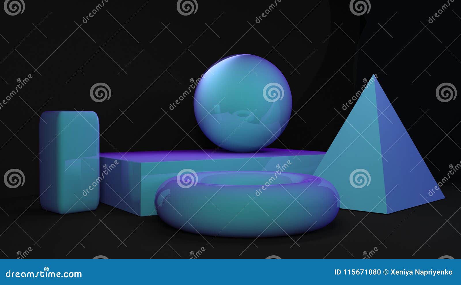 Geometric Shape Scene Minimal 3d Rendering Stock Illustration ...