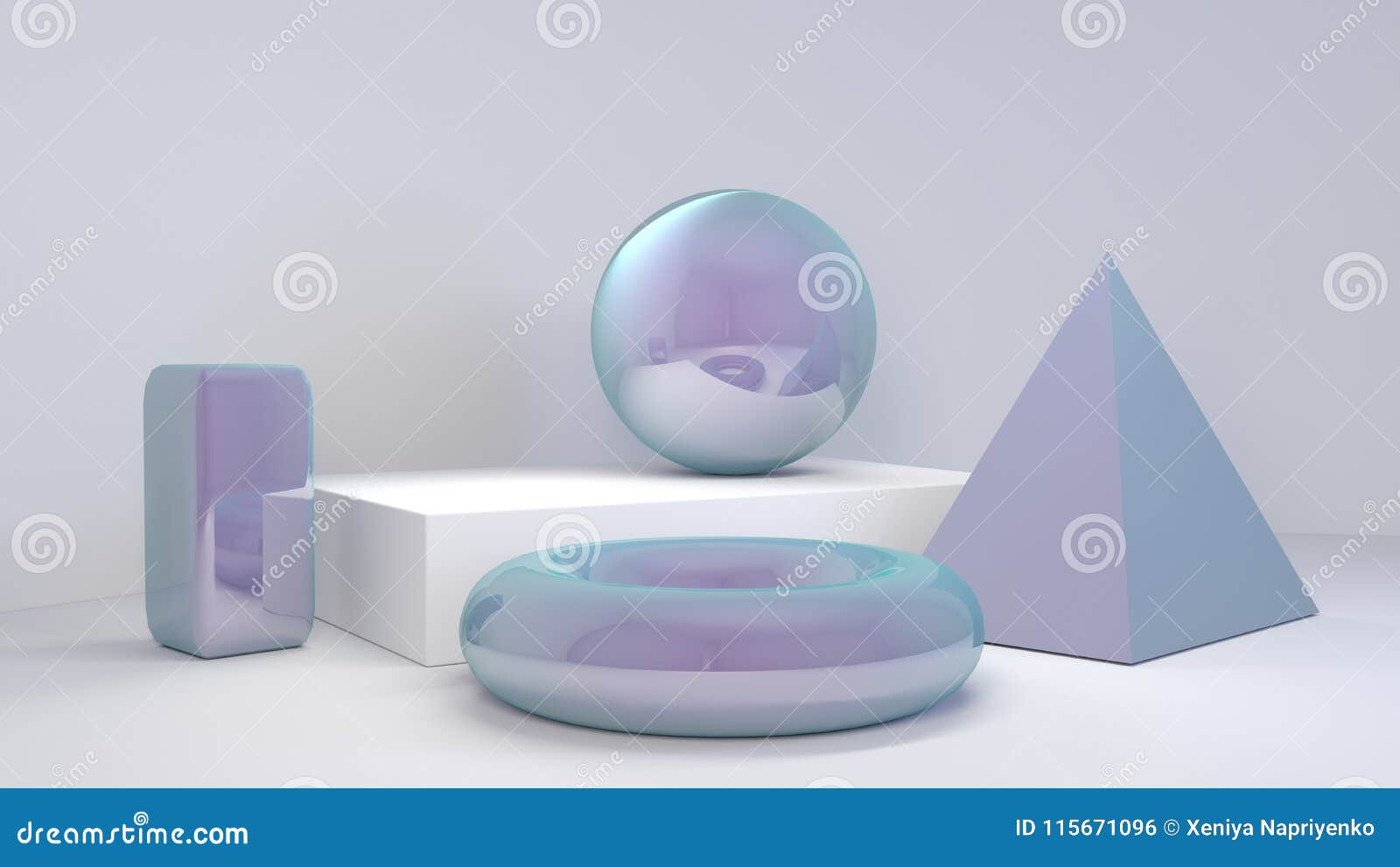 Geometric Shape Scene Minimal 3d Rendering Stock Illustration ...