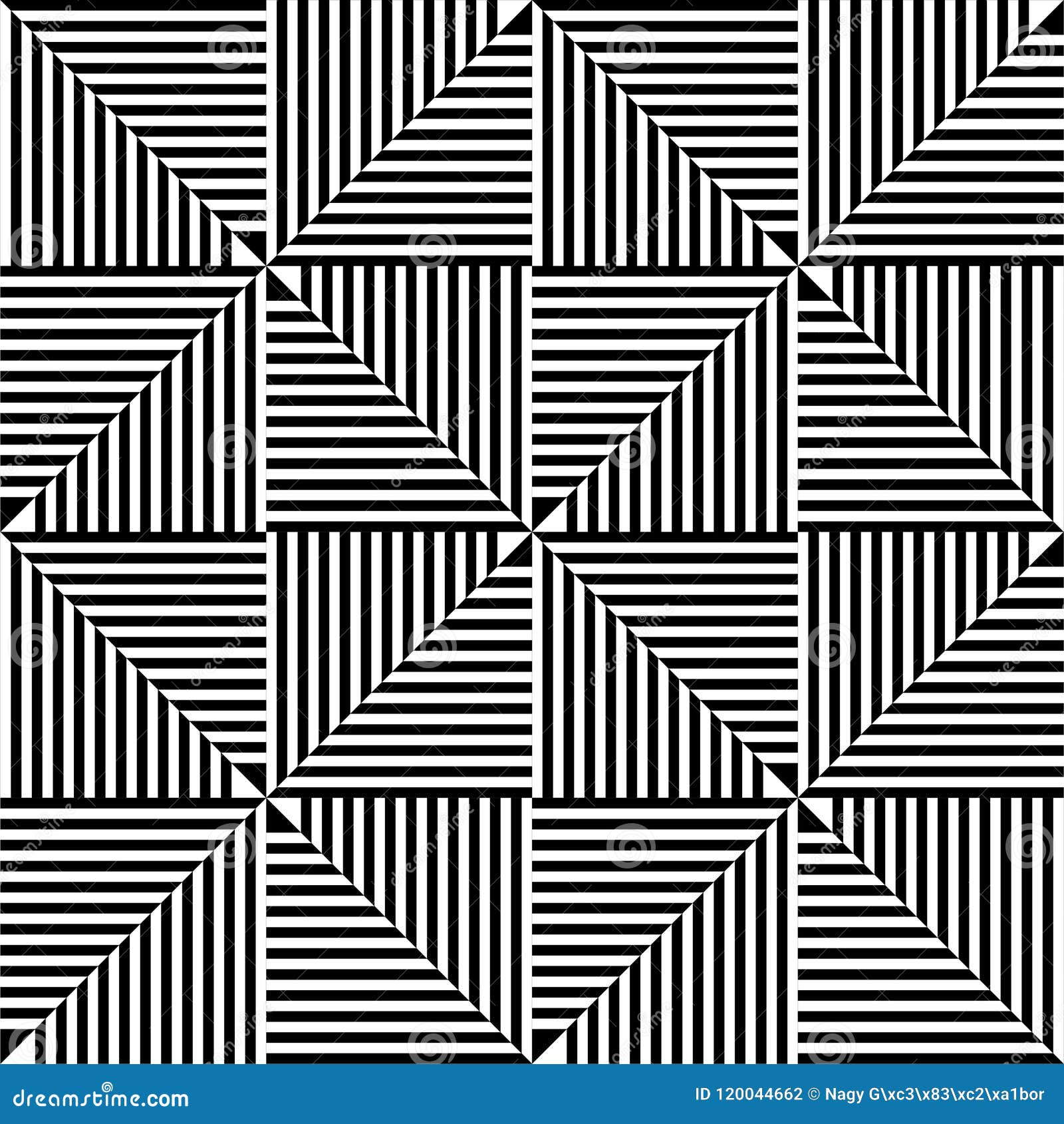 OPTIC ART SEAMLESS VECTOR PATTERN. ILLUSION MONOCHROME TEXTURE. STIPED ...