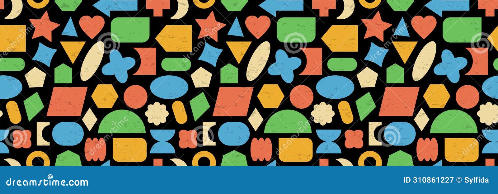 Geometric Shape Seamless Pattern, Retro Figure Background, Graphic Simple Vector Print Colorful ...