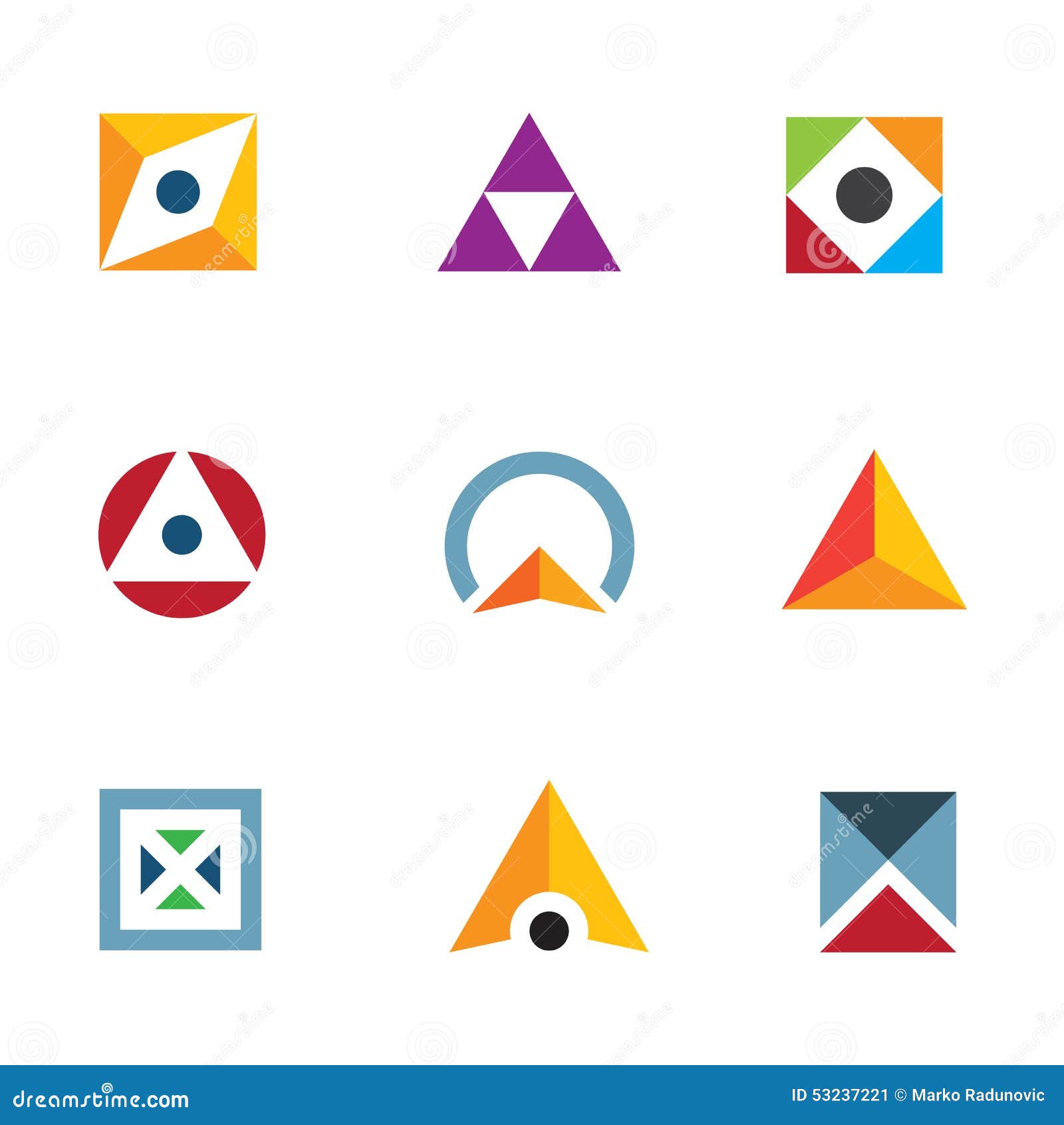 Geometric Shape Triangle Circle and Cube Inspiring Combination Logo ...