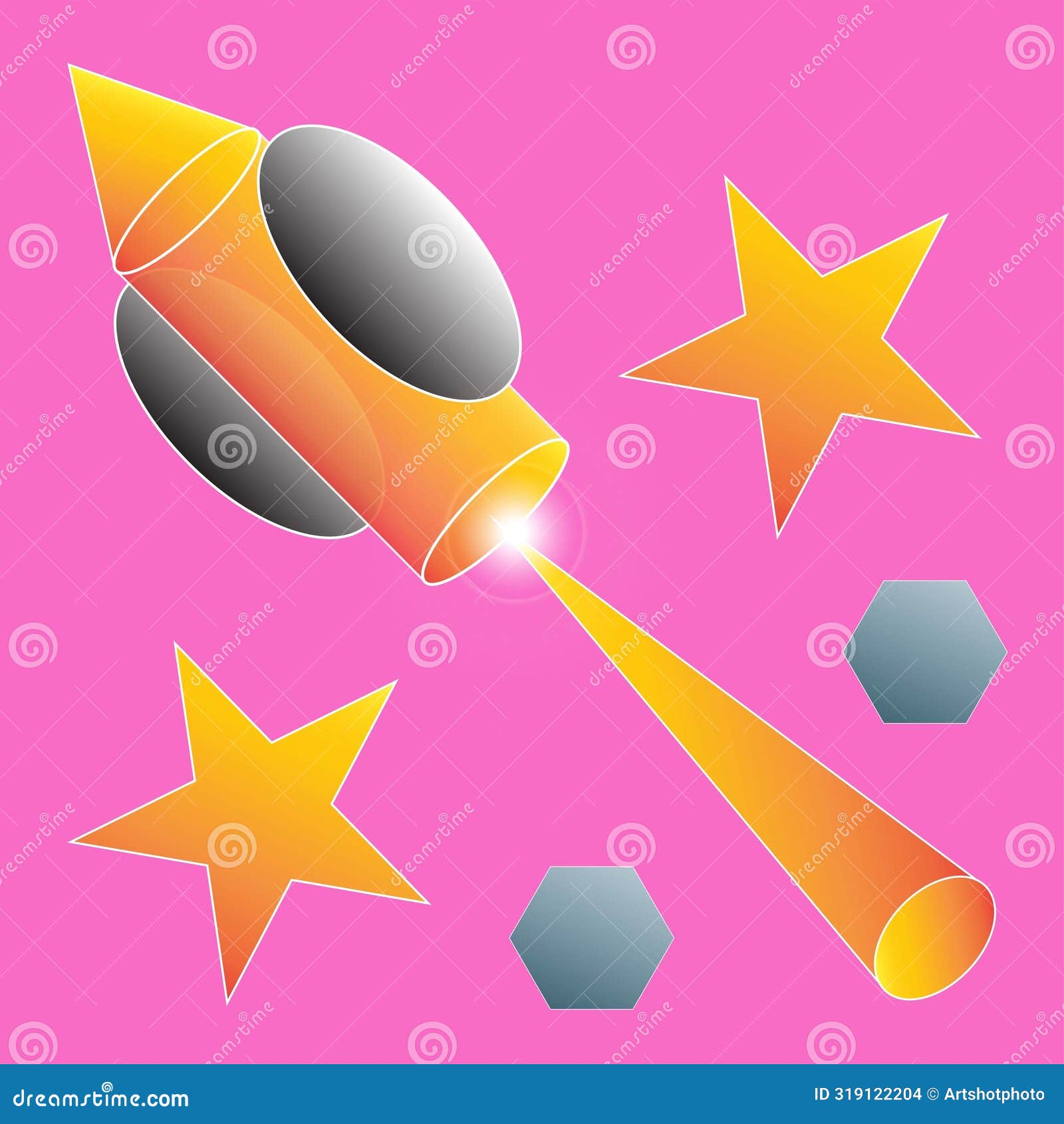 Aircraft Flying Rocket Made of Geometric Shapes with Gradient Stock ...