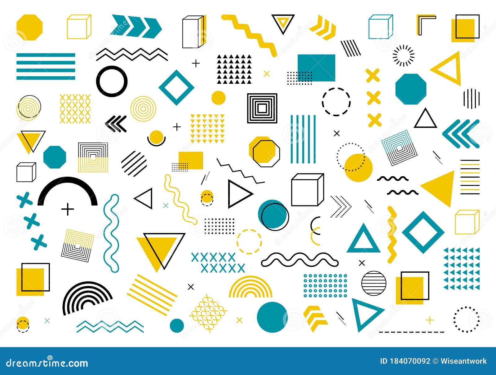 Geometric Shapes. Abstract Background with Modern Elements. Memphis ...