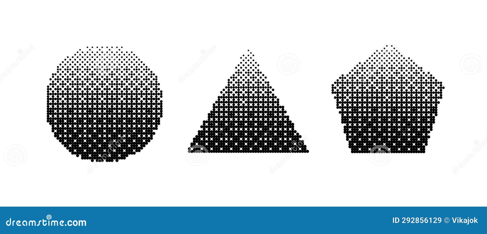 Geometric Shapes Bitmap Set. Dither Gradient Forms Collection Stock ...