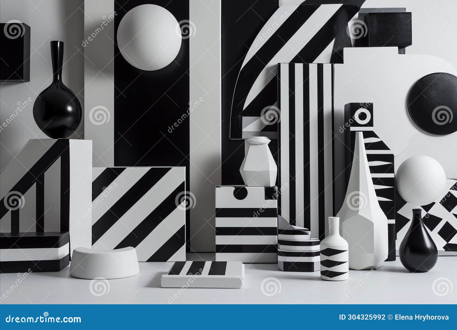 Geometric Shapes, Black and White, Striped Patterns, Various Forms ...