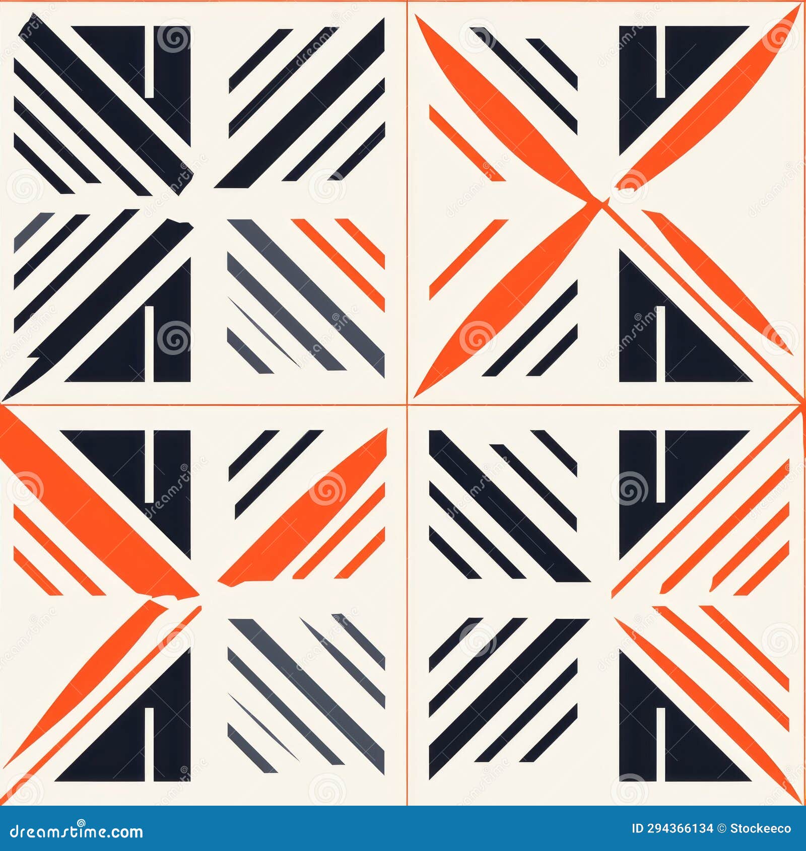 Geometric Shapes on British Post-war Style Tiled Background Stock ...