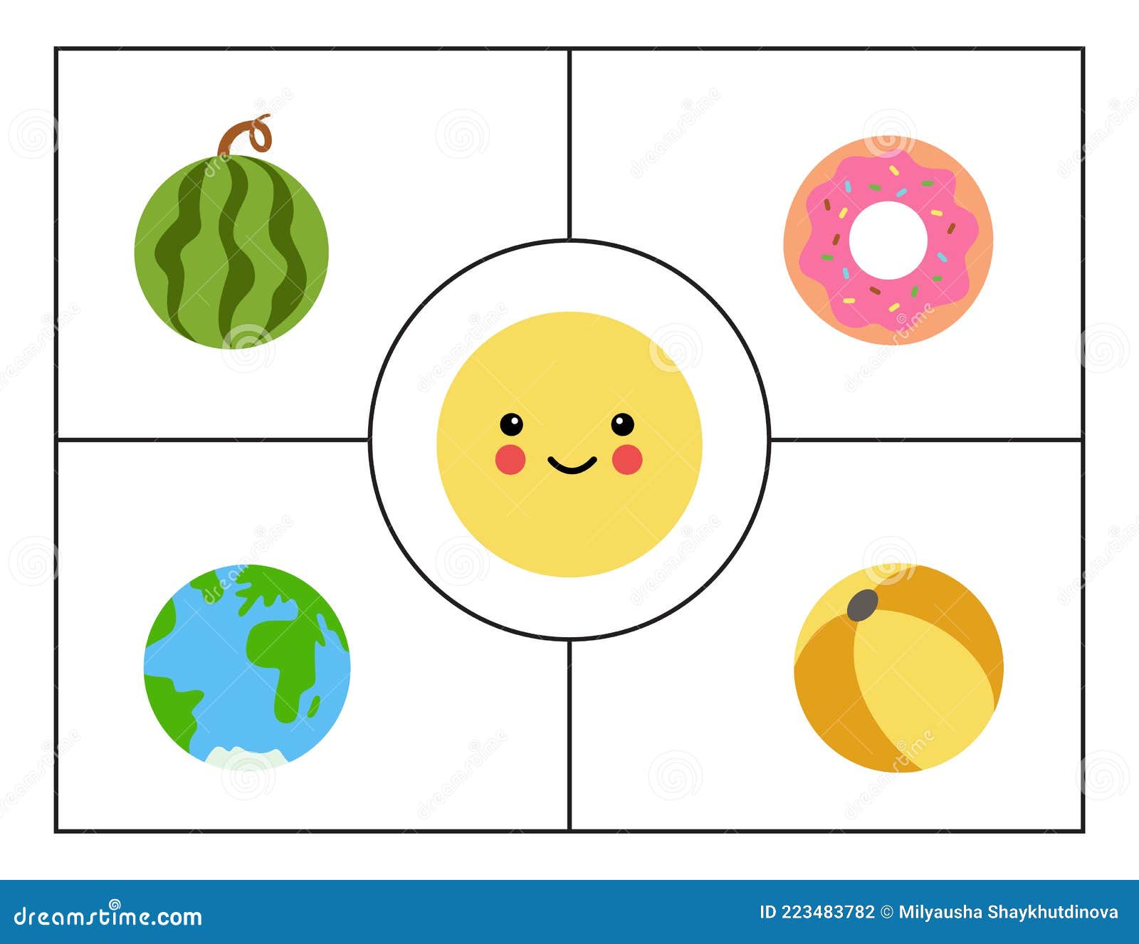 Learning Basic Geometric Forms for Children. Cute Circle. Stock Vector ...