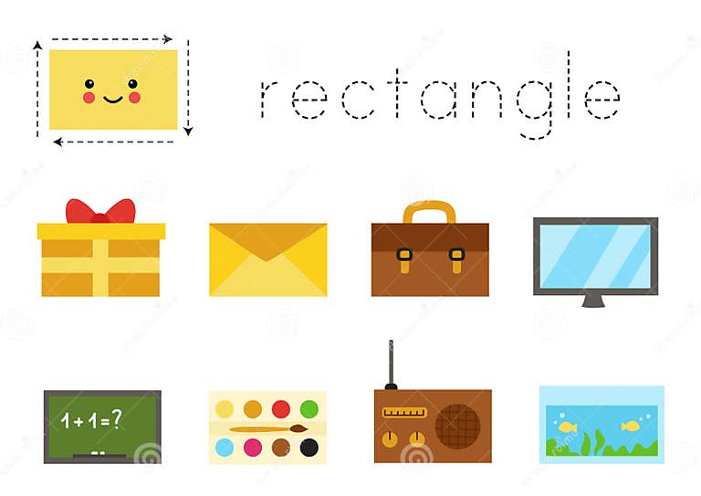 Learning Basic Geometric Form for Children. Cute Rectangle. Stock ...