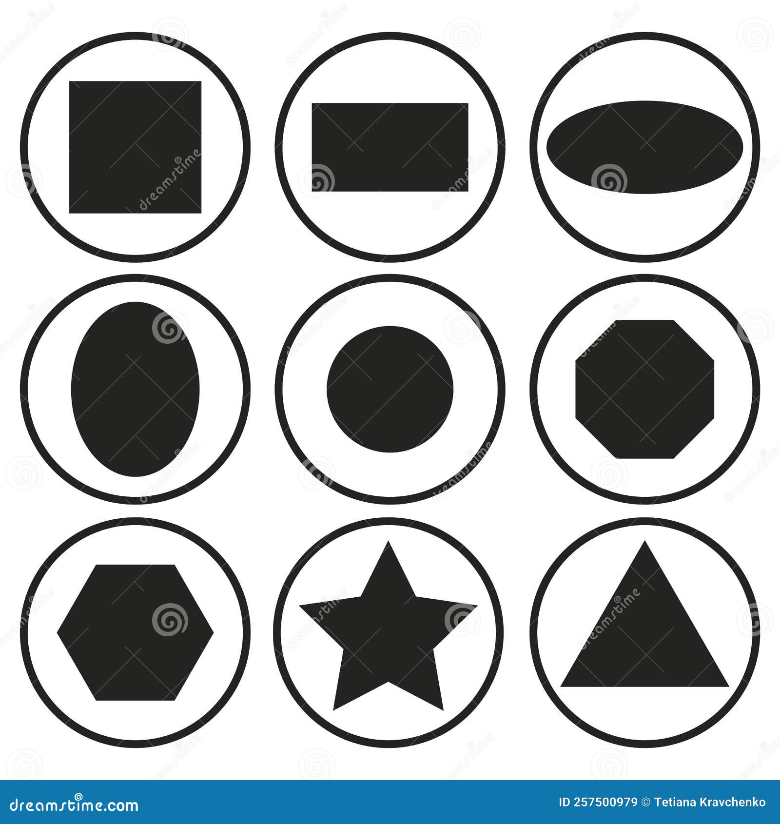 Geometric Shapes in Circles. Concept Graphic Design Element. Star Icon ...