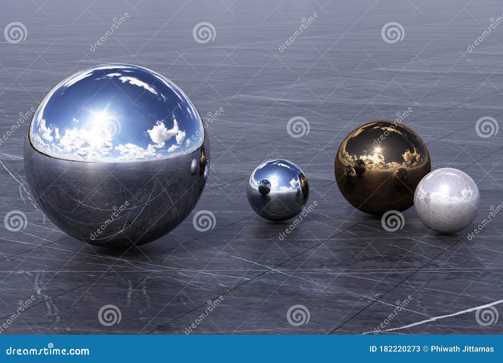 Geometric Shapes with Cloudy Environment Stock Illustration ...