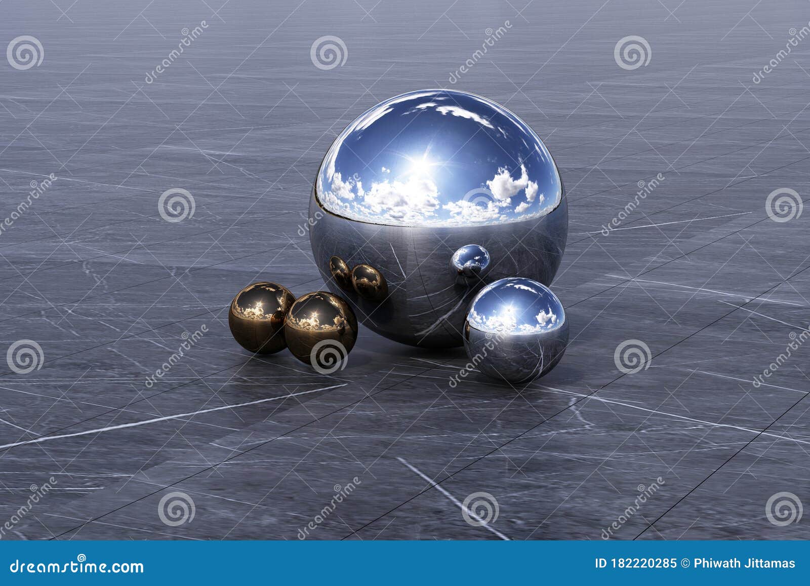 Geometric Shapes with Cloudy Environment Stock Illustration ...