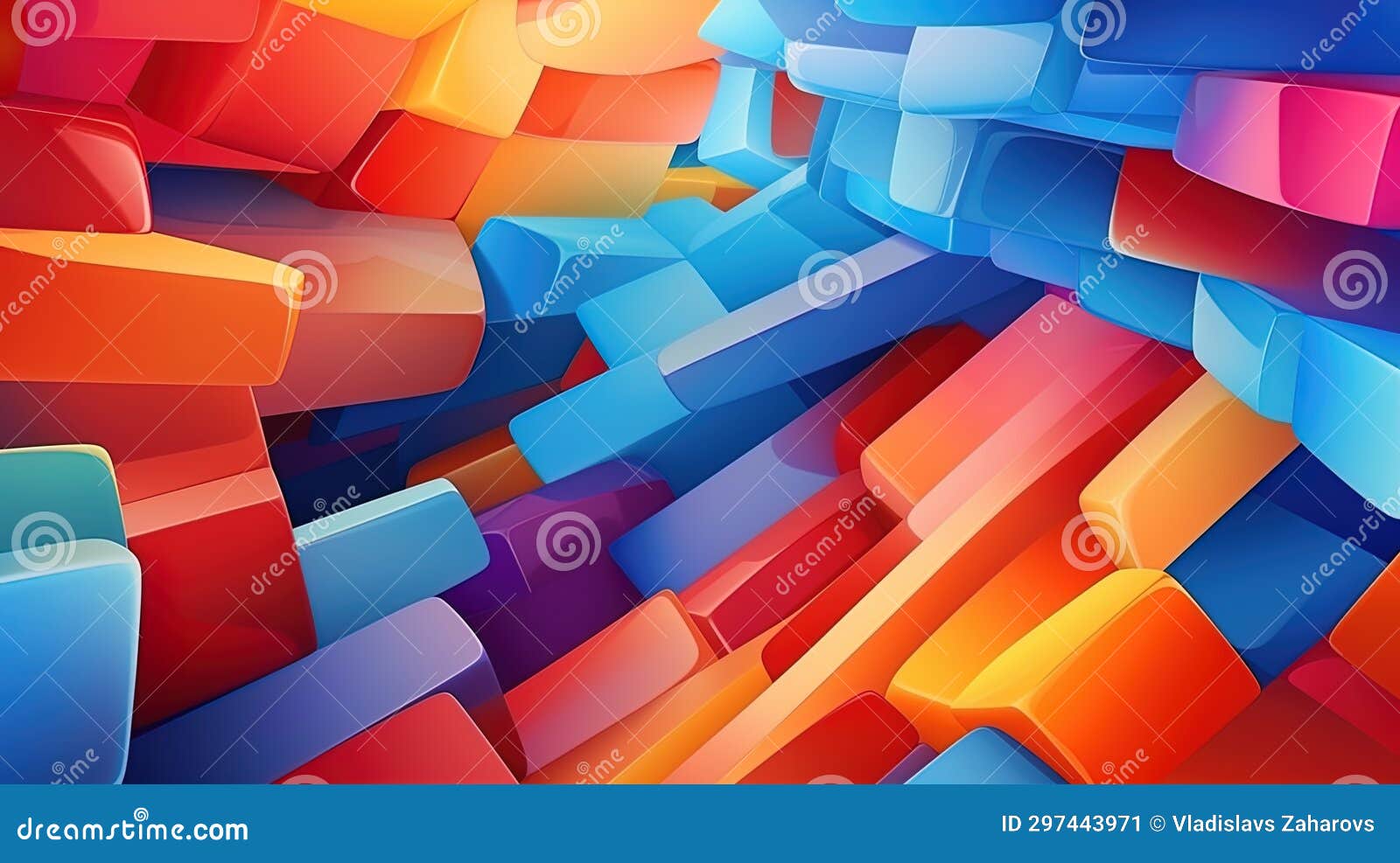 Geometric Shapes and Colors Intertwine in Abstract Background, Forging ...
