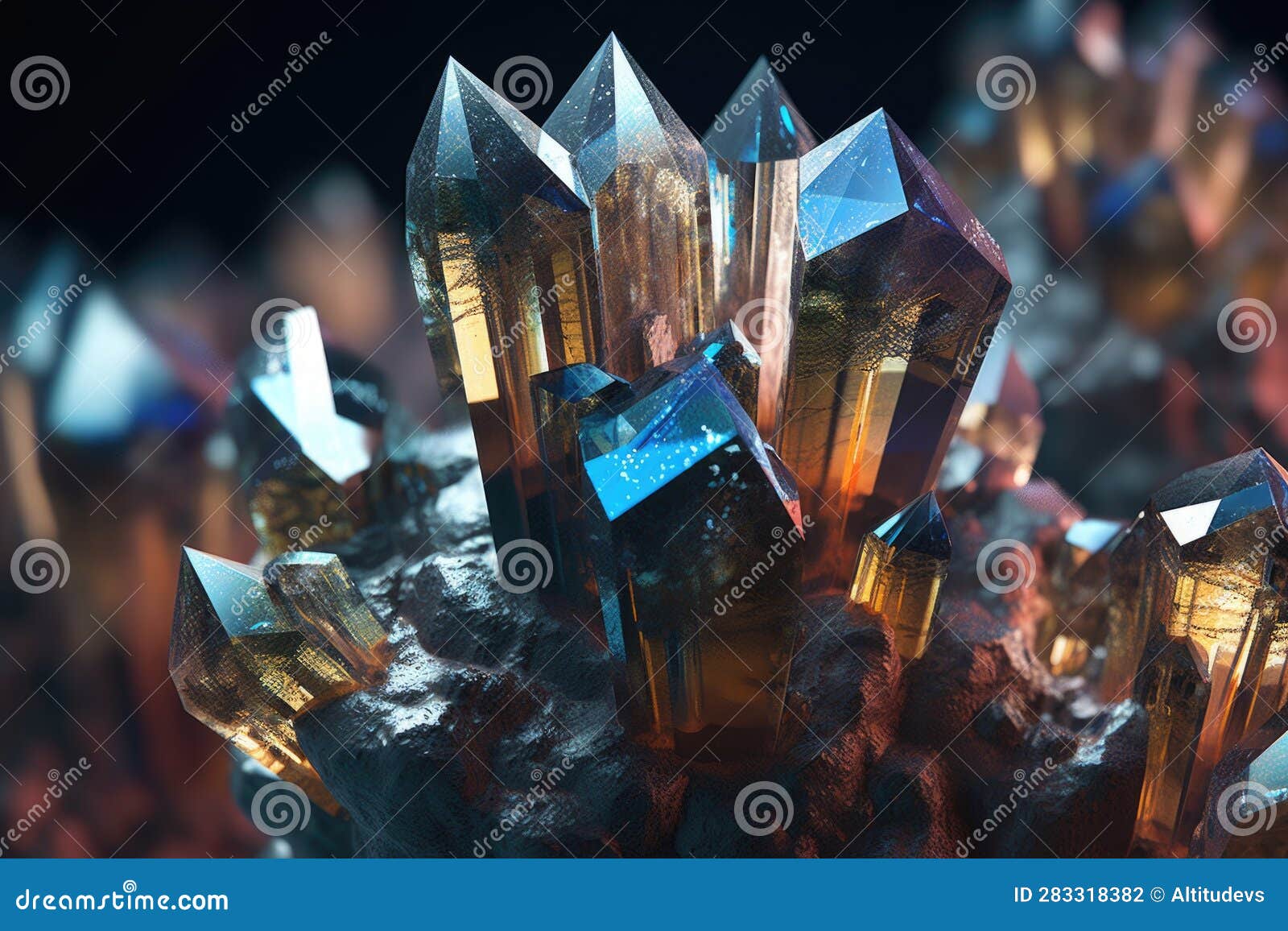 Geometric Shapes in Crystal Formations Macro Stock Illustration ...
