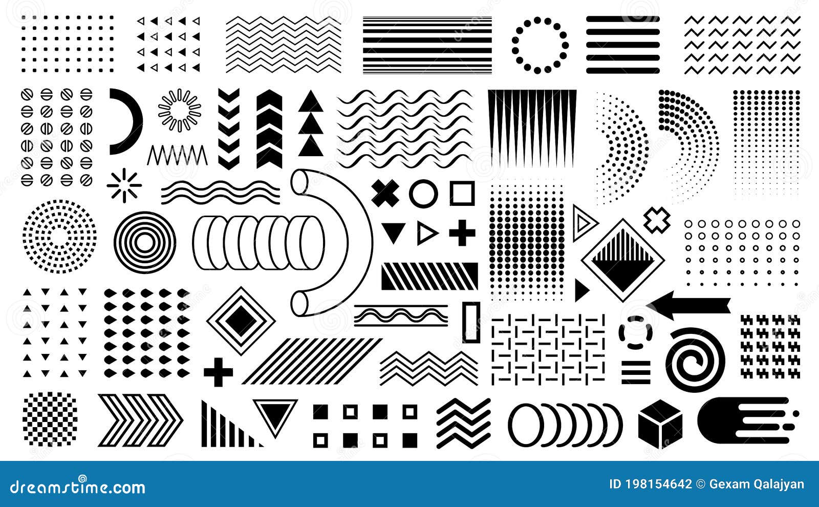 Vector Memphis Set. Geometric Shapes, Design Elements Stock Vector - Illustration of icon ...