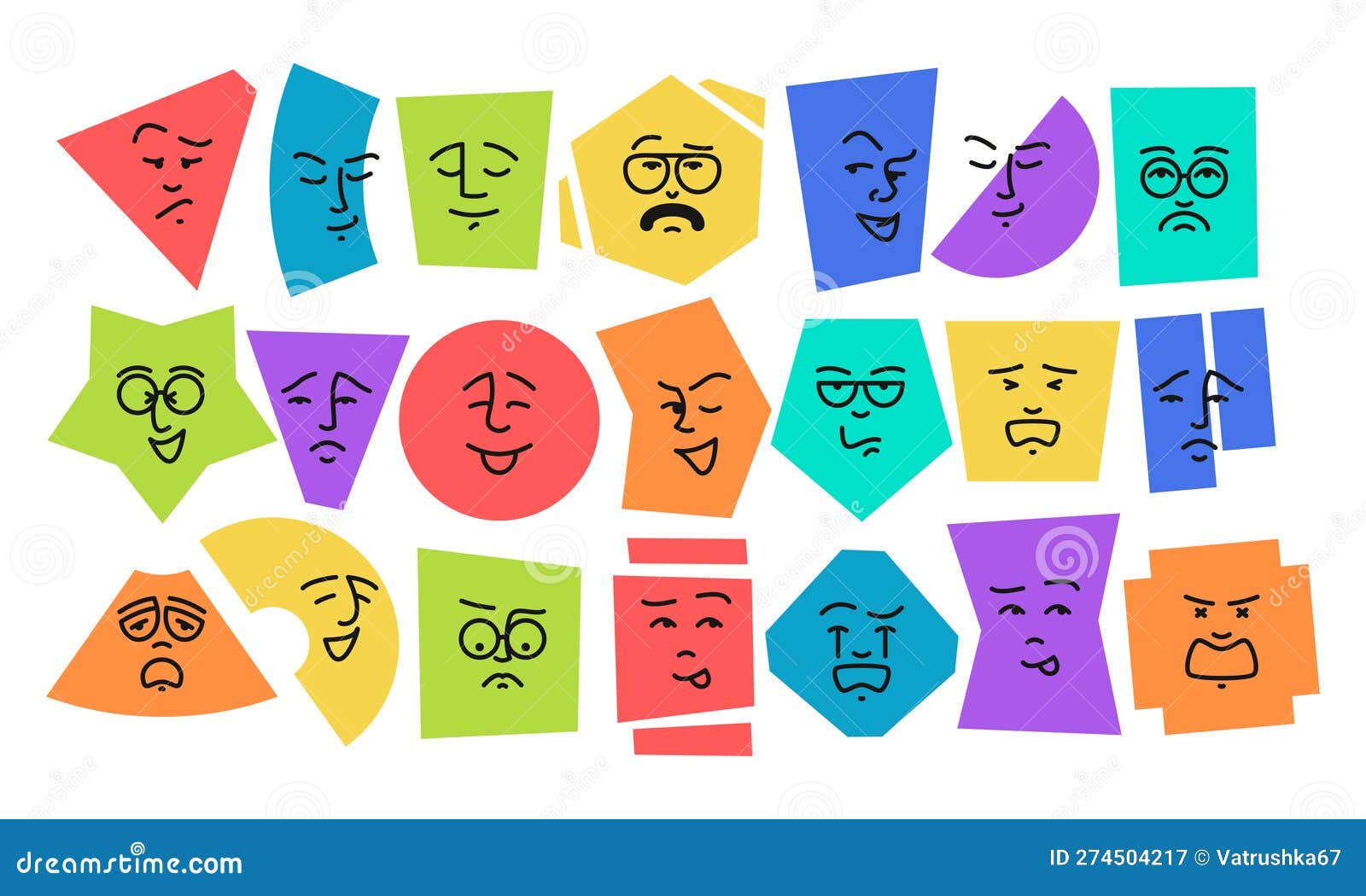 Geometric Shapes with Emotions. Abstract Basic Shapes Expressing ...