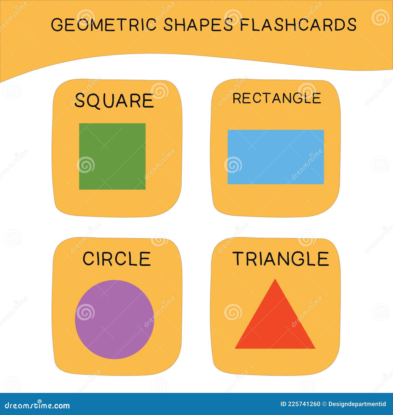 Geometric Shapes Name Flashcards. Different Shapes. Educational ...