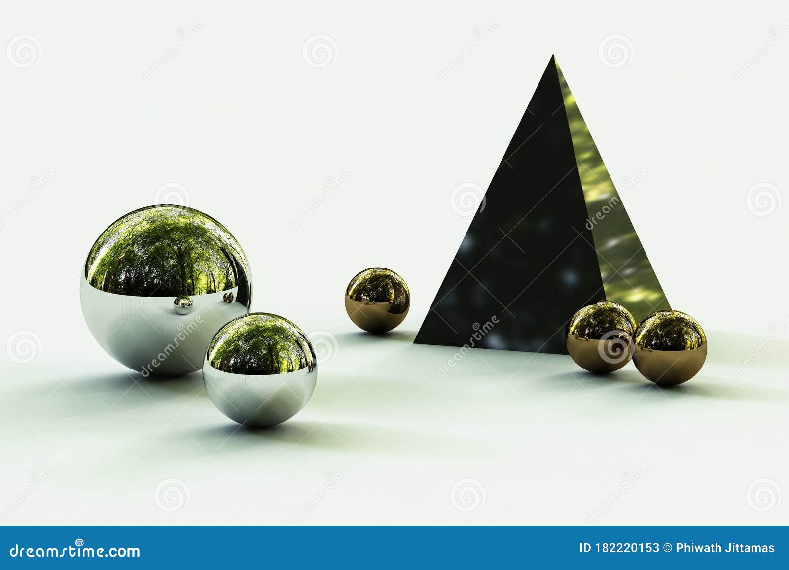 Geometric Shapes with Forest Environment Stock Illustration ...