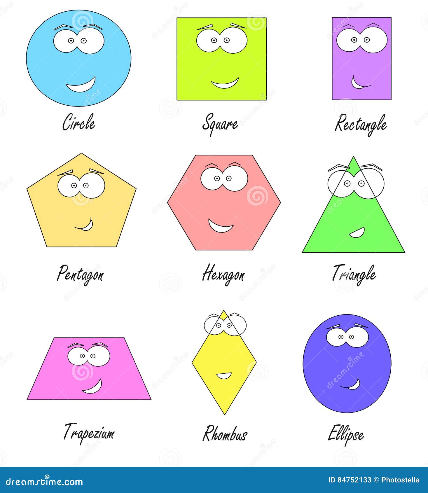 Geometric Shapes with Funny Faces Stock Illustration - Illustration of ...