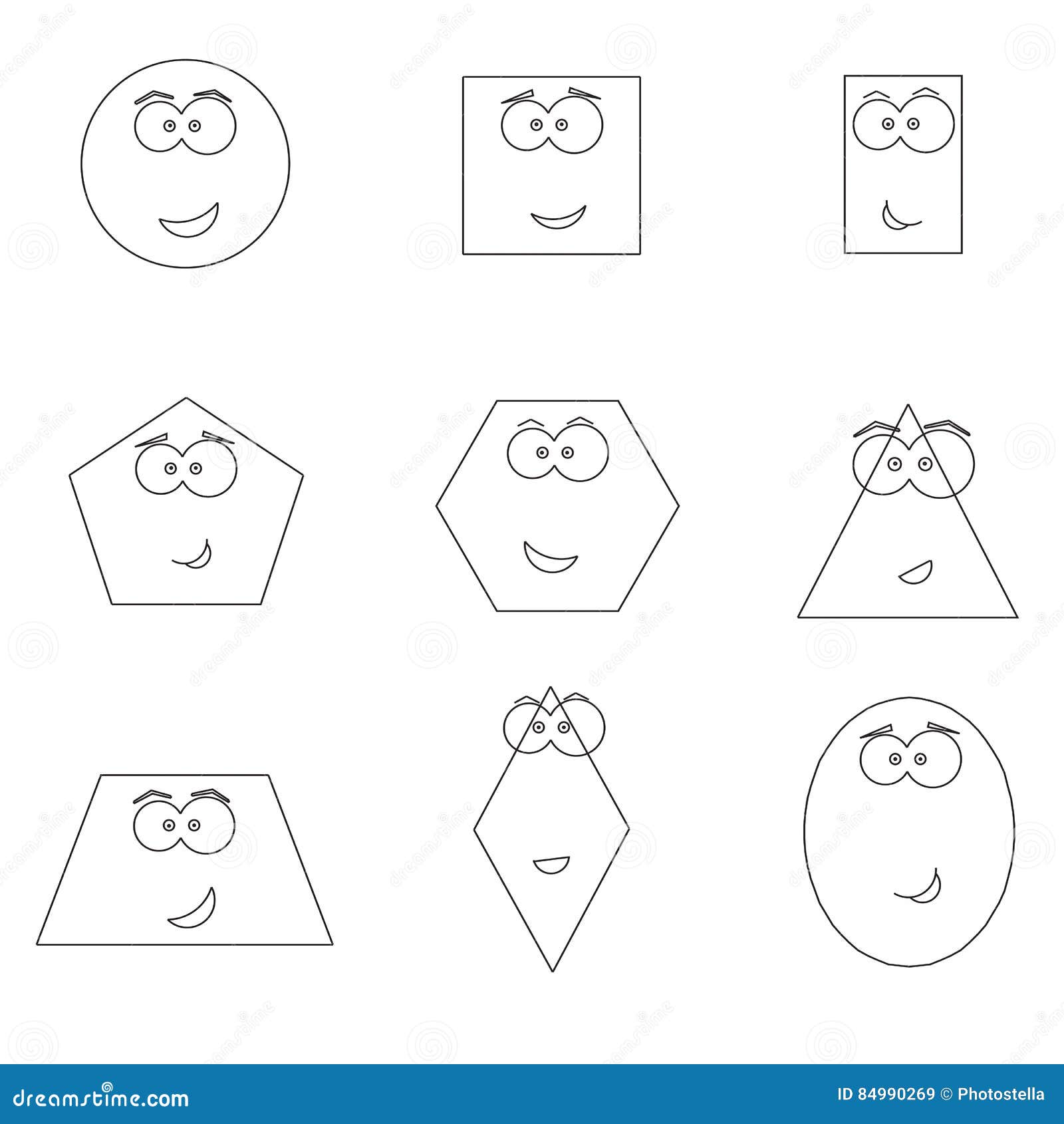 Geometric Shapes with Funny Faces Vector Stock Vector - Illustration of ...
