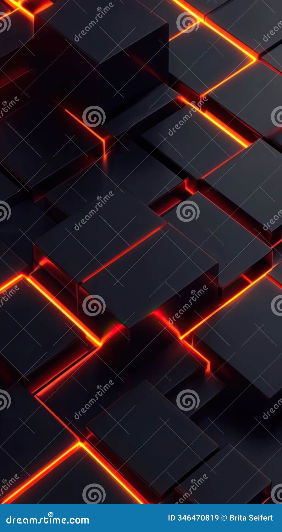 Geometric Shapes with Glowing Edges, Dark Abstract Background Stock ...