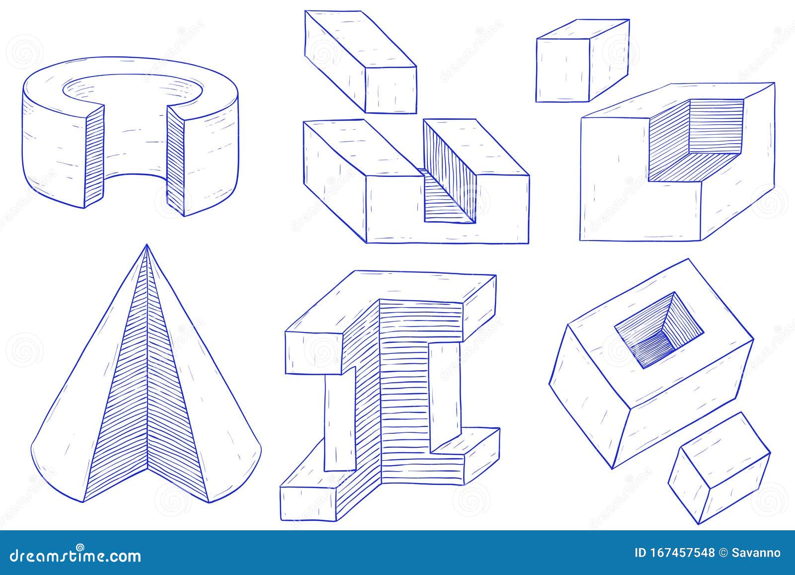 Geometric Shapes. Hand Drawn Sketch Stock Vector - Illustration of ...