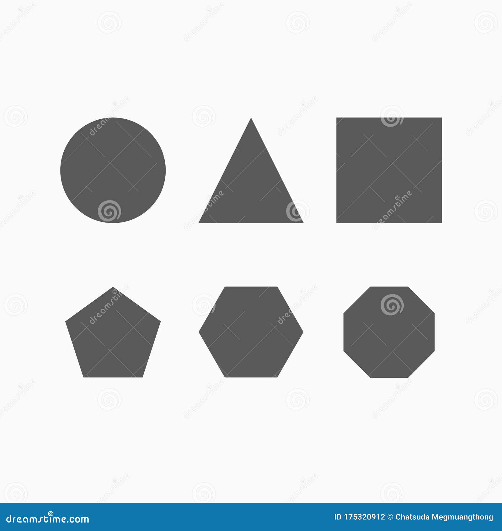 Geometric Shapes Icon, Circle, Triangle, Square, Pentagon, Hexagon ...