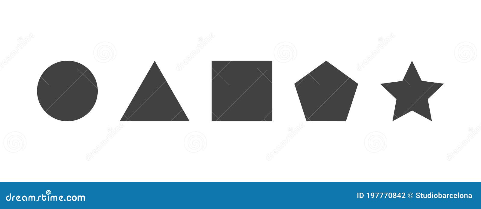 Geometric Shapes Icons: Circle, Triangle, Square, Pentagon and Polygon ...