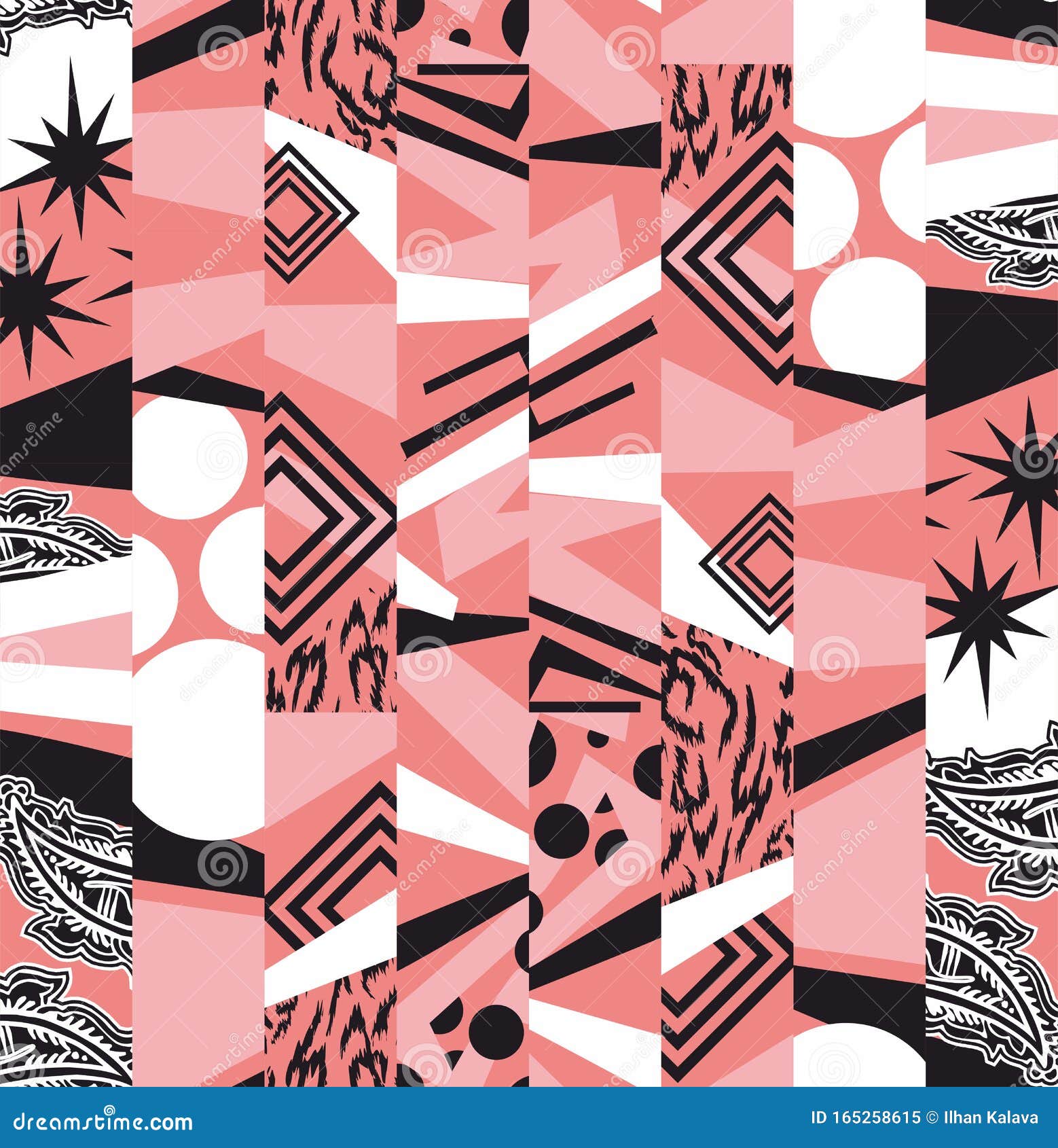 Geometric Shapes Illustration. Chaotic Abstract Pattern. Textile Design ...