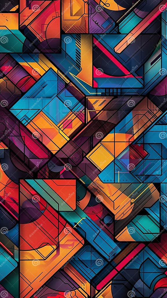 Geometric Shapes Interlock Dynamically Stock Illustration ...