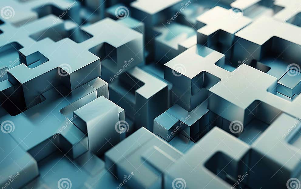 Geometric Shapes Intertwining To Create a Digital Puzzle Stock ...