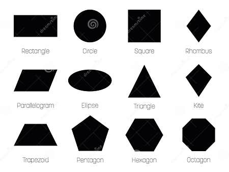 Geometric Shapes with Labels. Set of 12 Basic Shapes Stock Vector ...