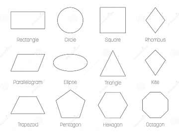 Geometric Shapes with Labels. Set of 12 Basic Shapes Stock Vector ...
