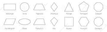 Geometric Shapes with Labels. Set of 14 Basic Shapes Stock Vector ...