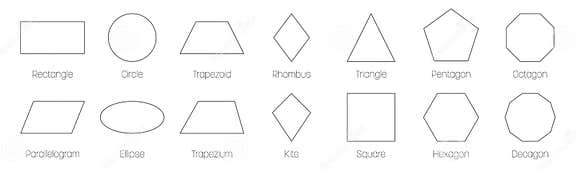 Geometric Shapes with Labels. Set of 14 Basic Shapes Stock Vector ...