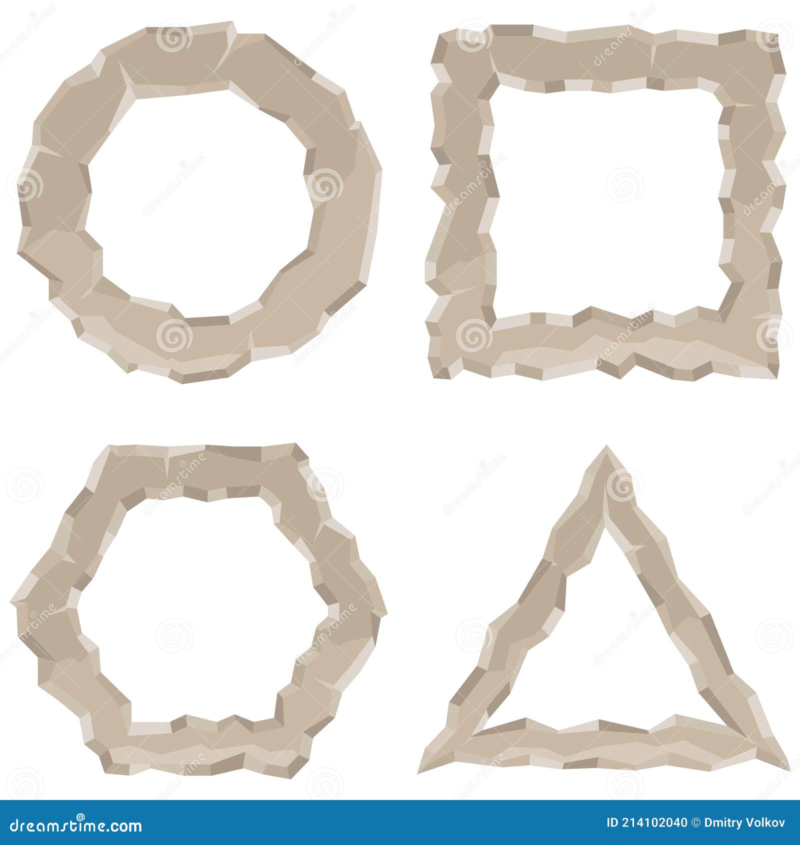 Geometric Shapes Made of Stone. Stone Frames. Vector Illustration Stock ...