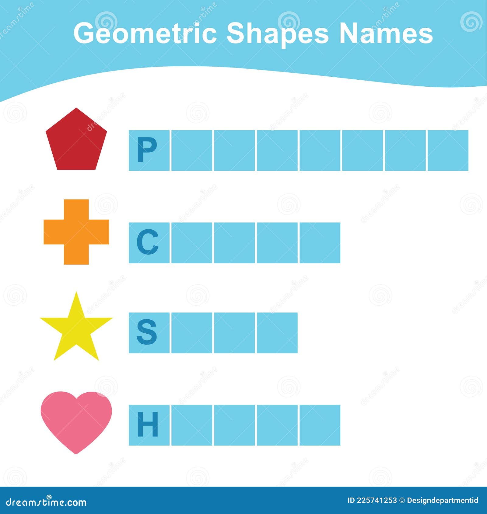 Geometric Shapes Name Worksheet. Different Shapes. Educational Children ...