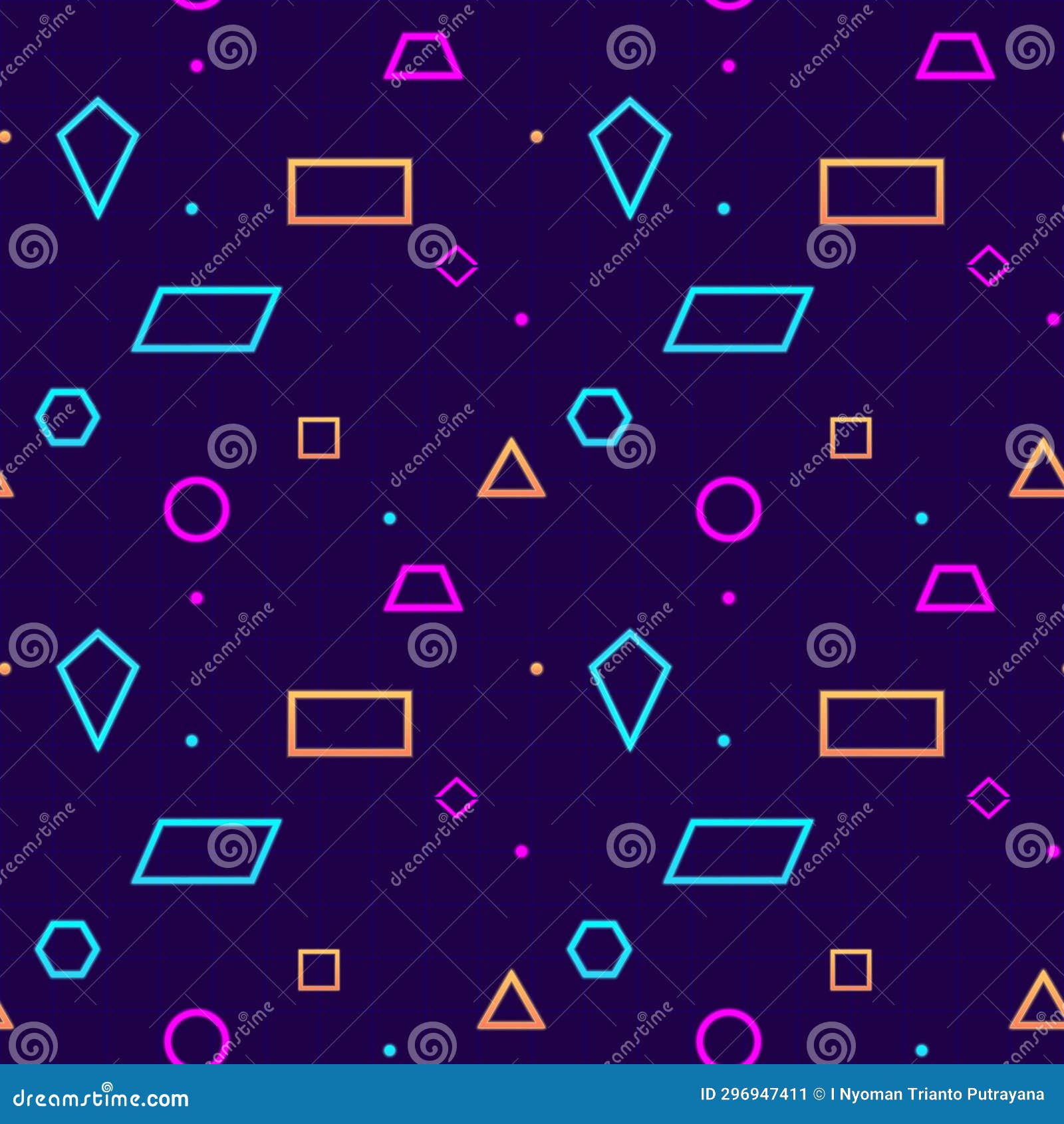 Geometric Shapes Neon Lights Pattern. Stock Vector - Illustration of ...