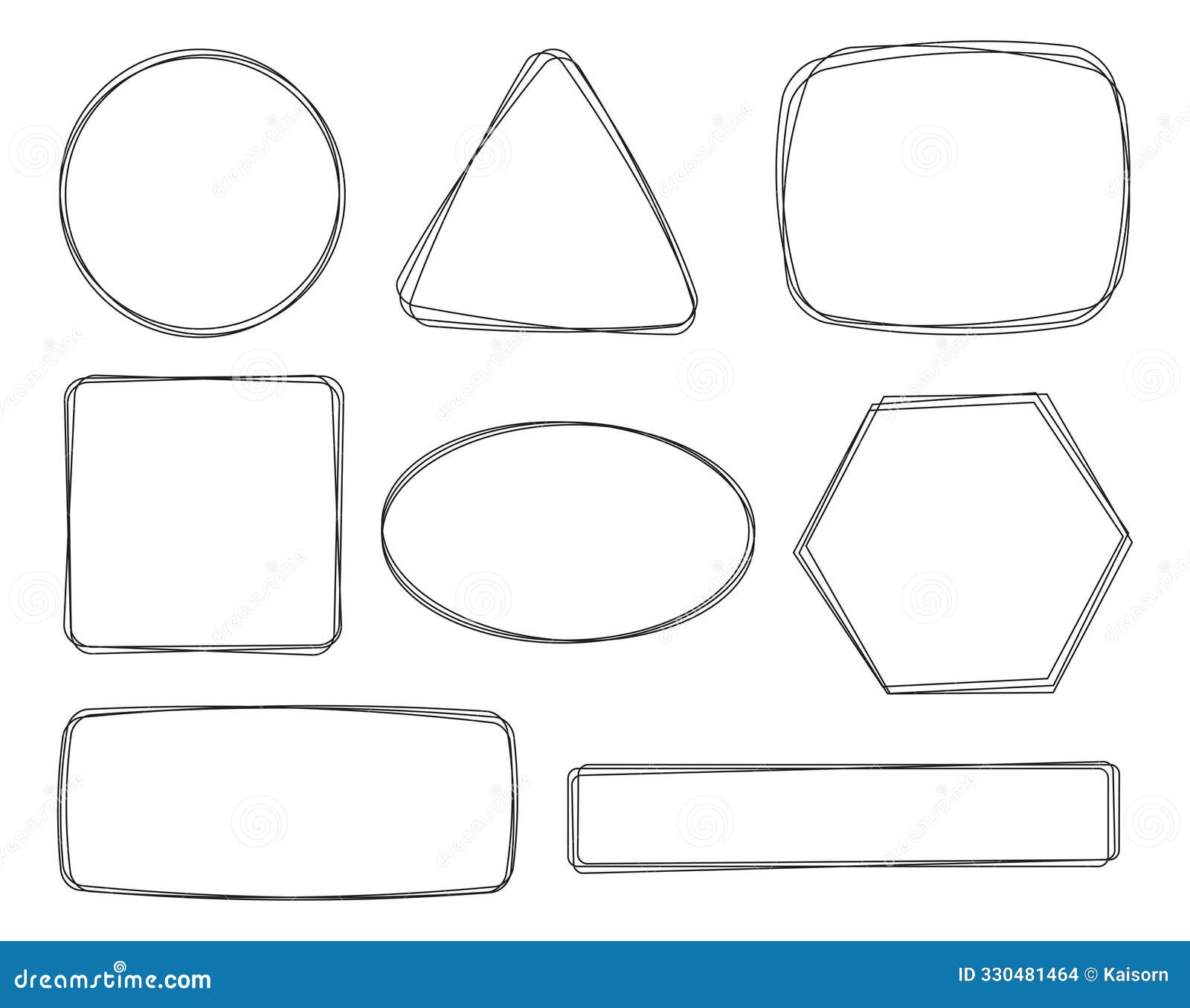 Geometric Shapes Outline Hand Drawn Borders Frames Design Vector ...