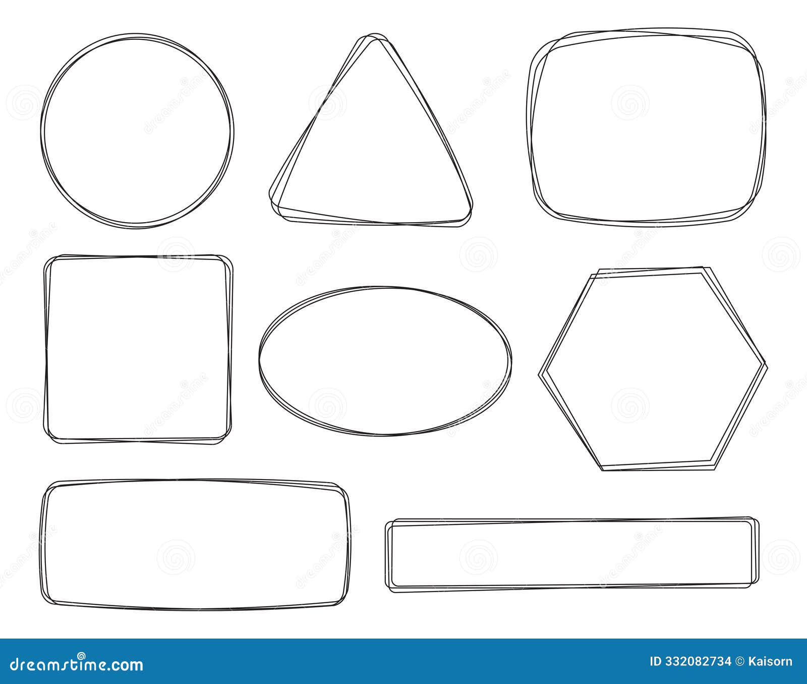 Geometric Shapes Outline Hand Drawn Borders Frames Design Stock Vector ...